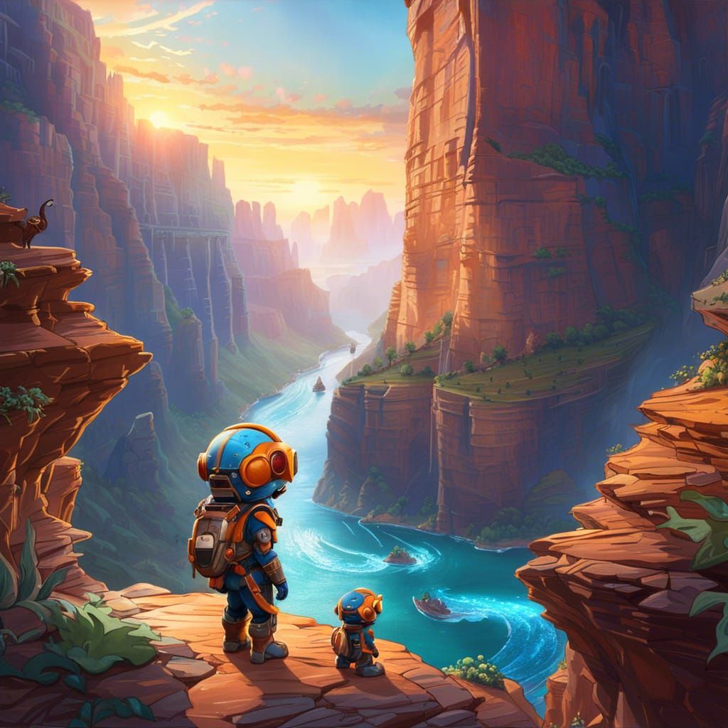 ALIENS MESMERIZED BY A MAJESTIC CANYON VISTA - AI Generated Artwork ...