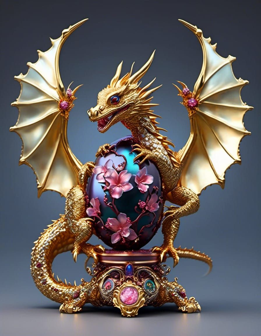Golden Dragon & Egg - AI Generated Artwork - NightCafe Creator