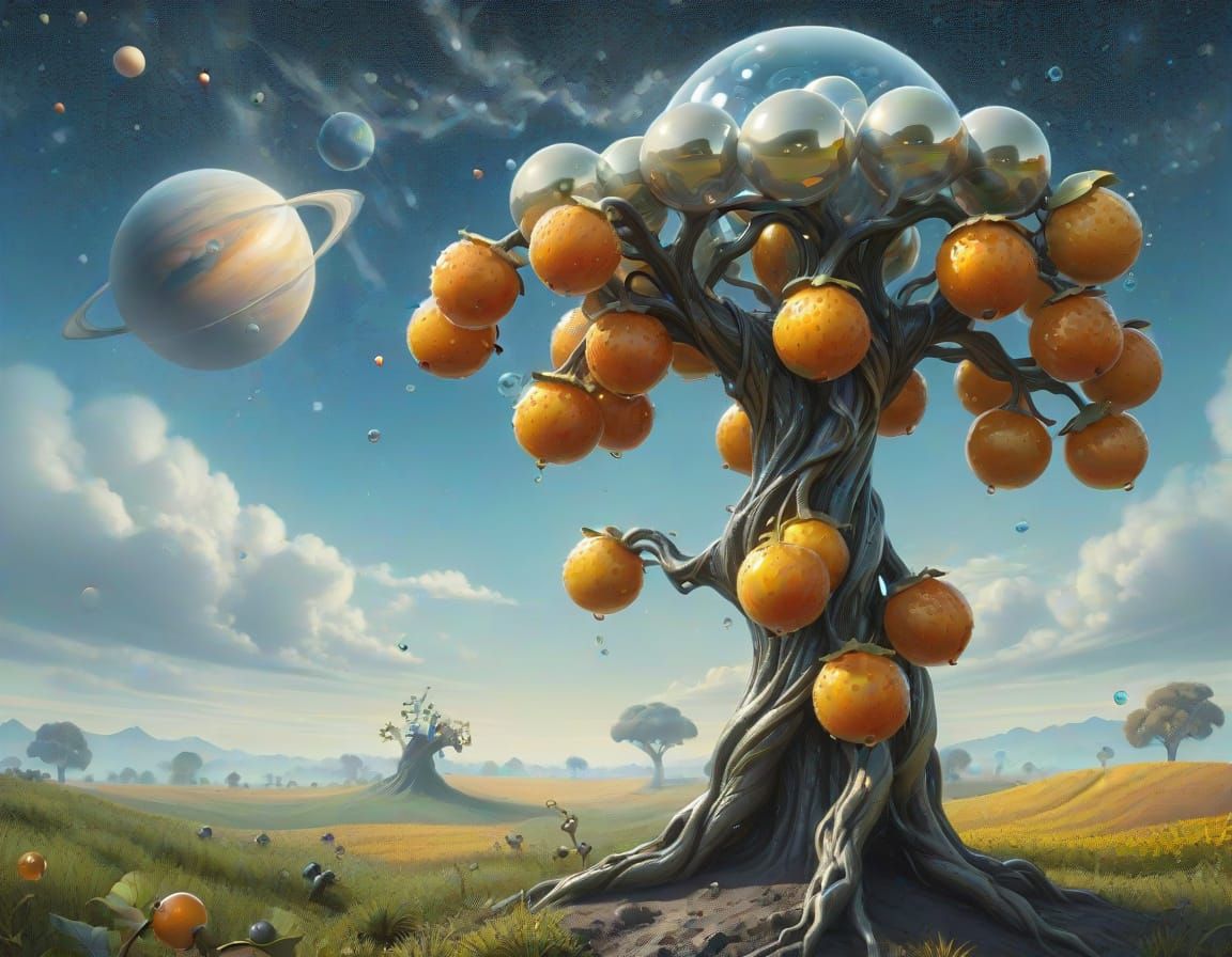 Alien tree - Surrealistic Alien Tree in Whimsical Galaxy La...