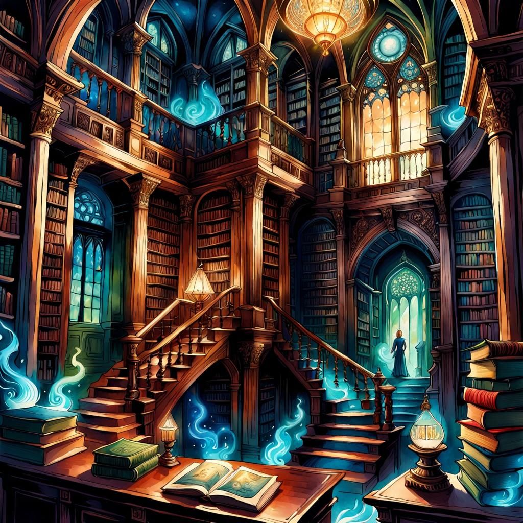 Enchanted libraries - AI Generated Artwork - NightCafe Creator