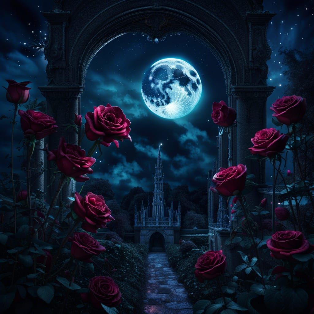 Roses by moonlight - AI Generated Artwork - NightCafe Creator