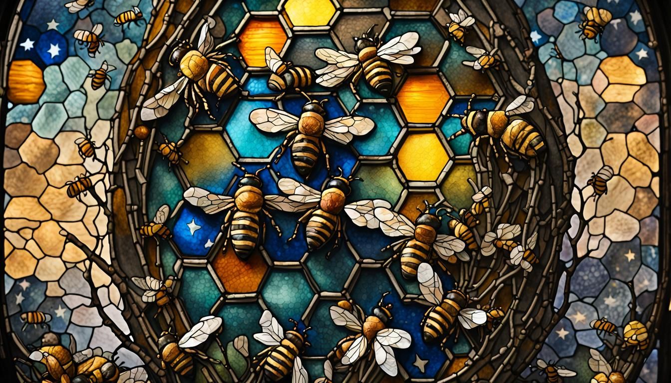 Stained glass beehive - AI Generated Artwork - NightCafe Creator