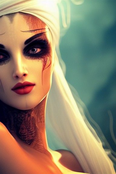 Detailed exotic character, rich and wonderful, luminous frightening ...