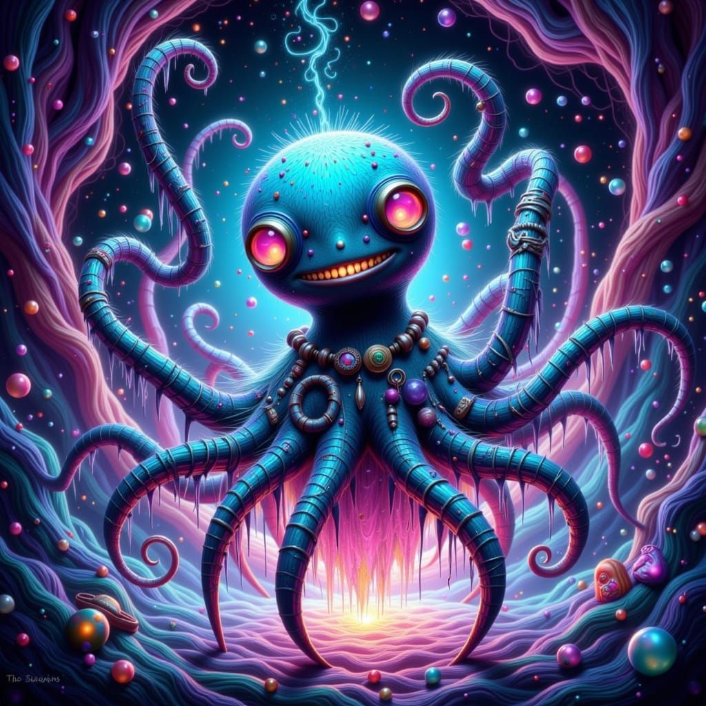 Ethereal Octopus-Spider Hybrid Dances in Vibrant, ... - AI Art