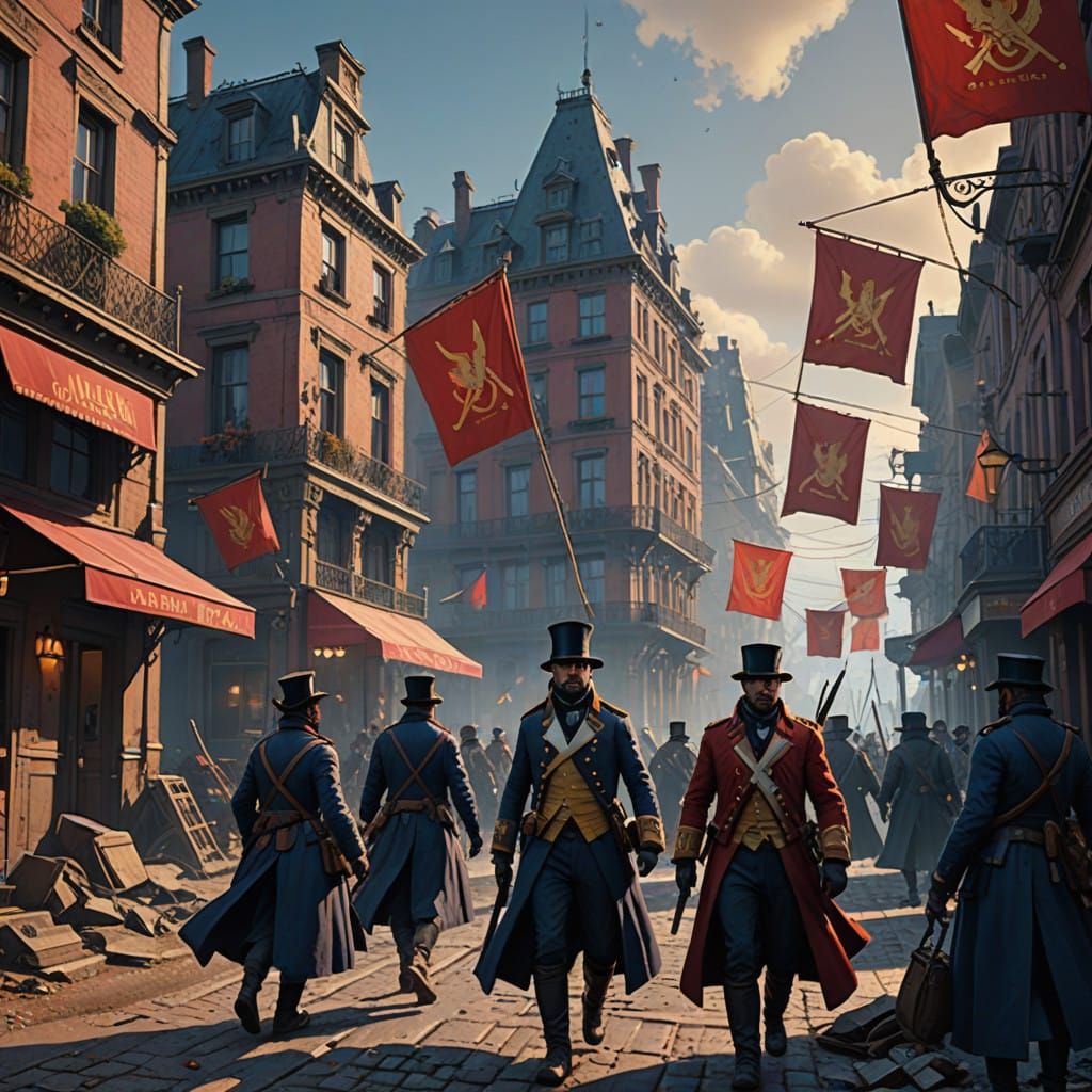 Victorian Rebels Raise Defiant Flags in Dramatic 1... - AI Art