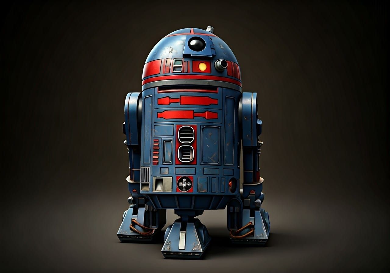 Blue Warrior - Battle-Worn R2-D2 Droid in Inverted Color Sch...