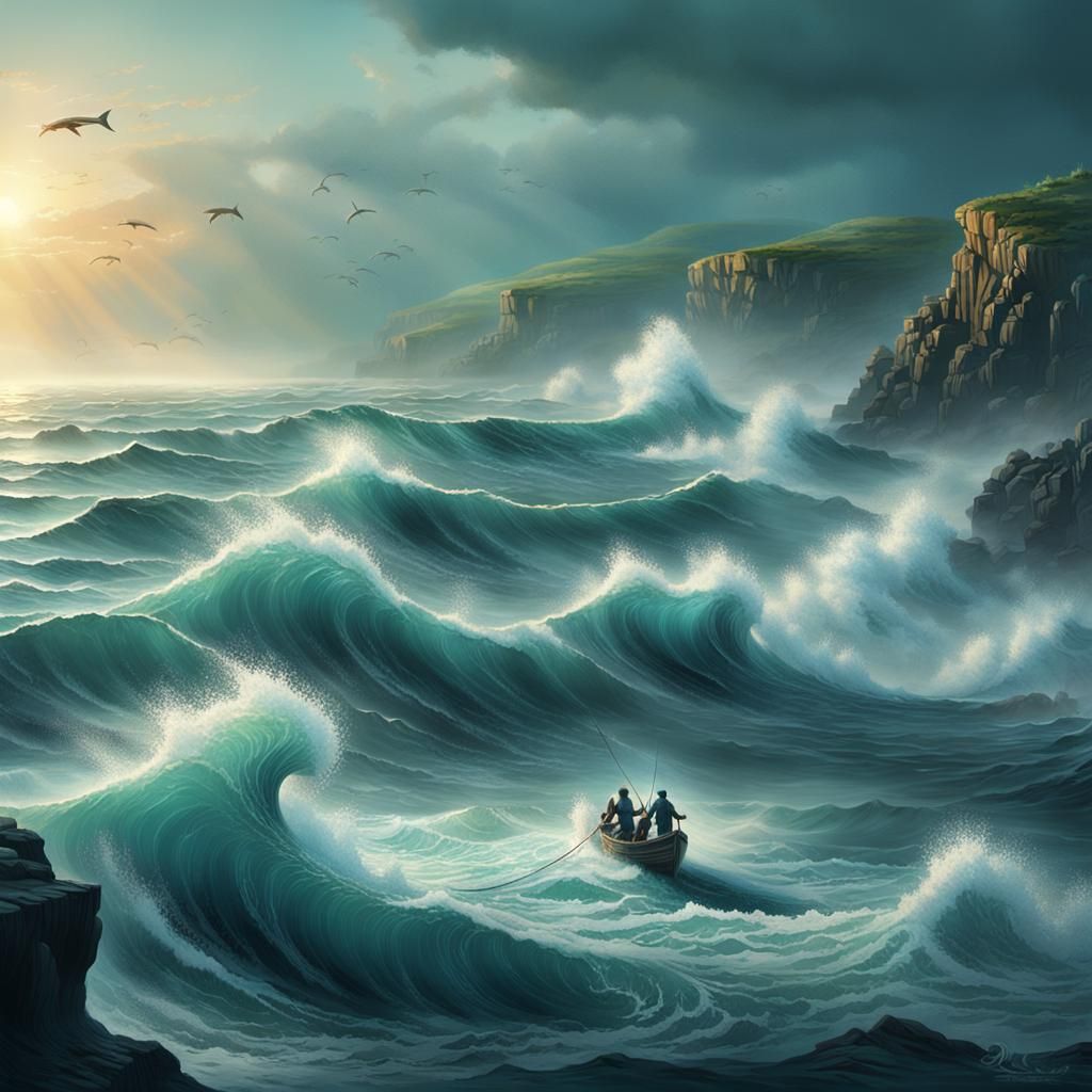 Cinematic Deep-Sea Fishing Scene in Indian Ocean a... - AI Art