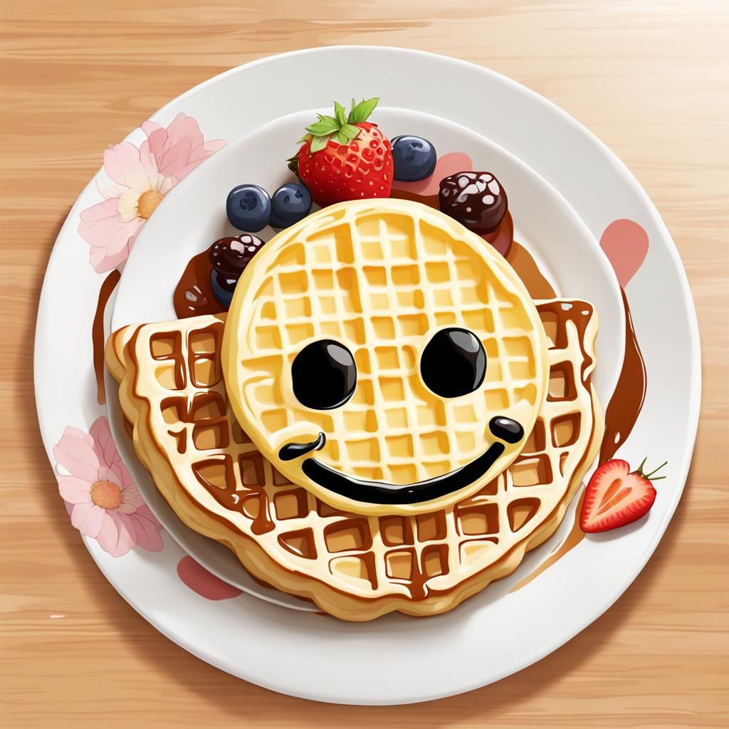 A cute and adorable waffle with a happy face. - AI Generated Artwork ...