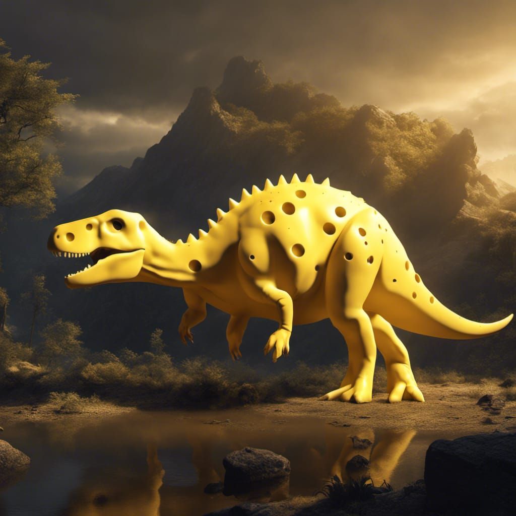 Dinosaur made of cheese - AI Generated Artwork - NightCafe Creator
