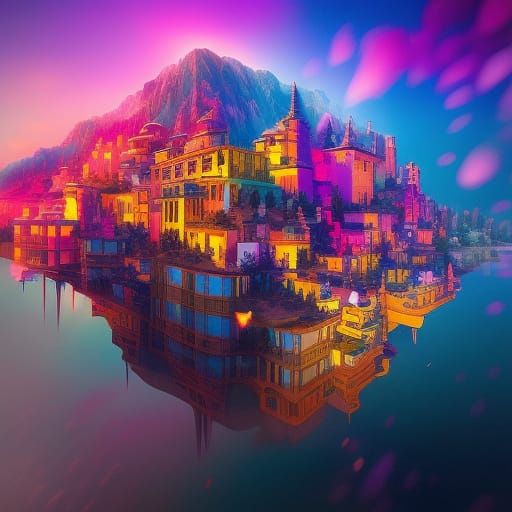 Digital fantasy double exposure watercolor fairytale Illustration of a ...