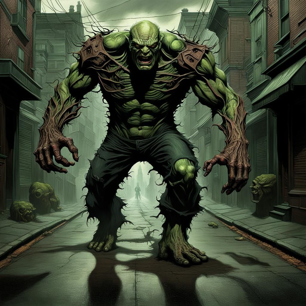 Horror Hulk walks around - AI Generated Artwork - NightCafe Creator