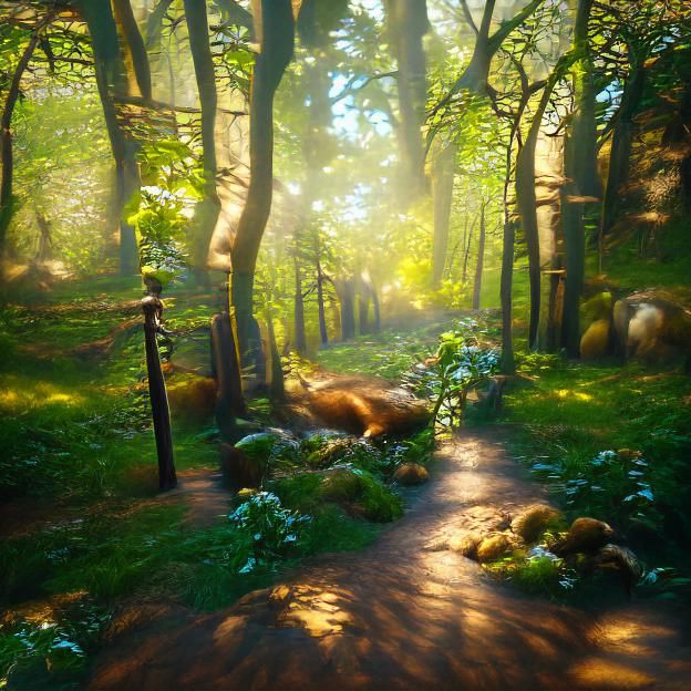 Peaceful sunlit woodland path beautifully lit Albert Bierstadt (4) [8K ...