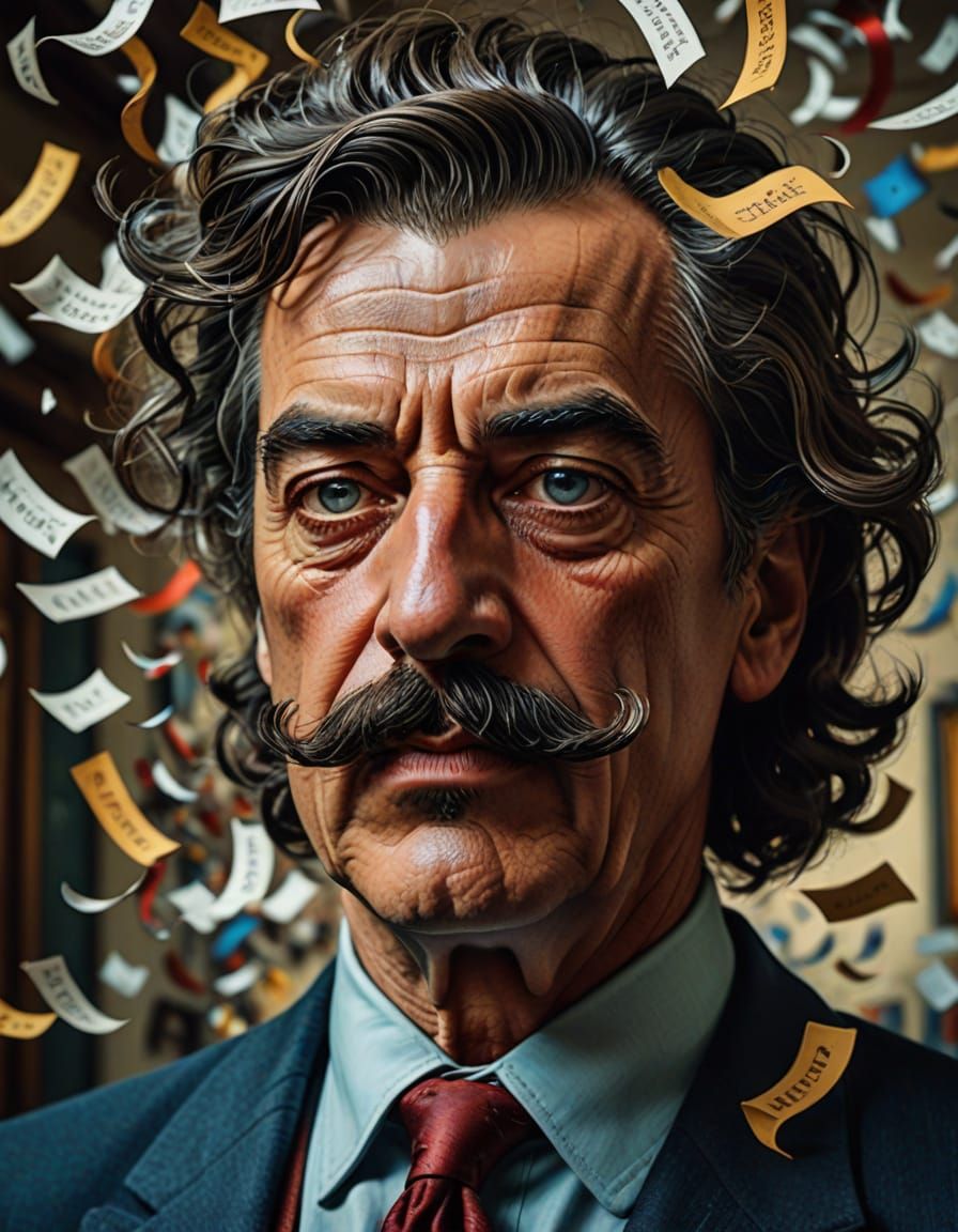 Surrealist Masterpiece: Whirlwind of Words Entwine... - AI Art