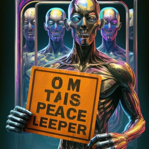 Psychedelic Grotesque Caricature in Metallic Poste... - AI Art