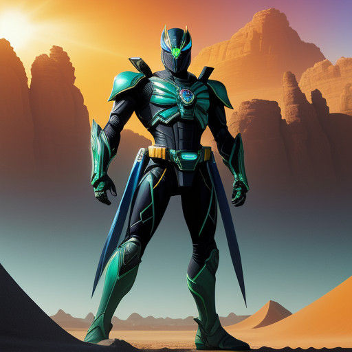 Hyper-Realistic Kamen Rider in Desert Sands - AI Art
