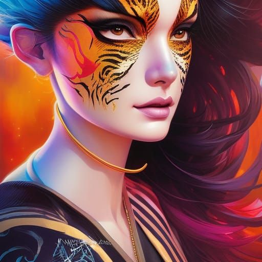 Tiger to Girl Conversion 2 - AI Generated Artwork - NightCafe Creator