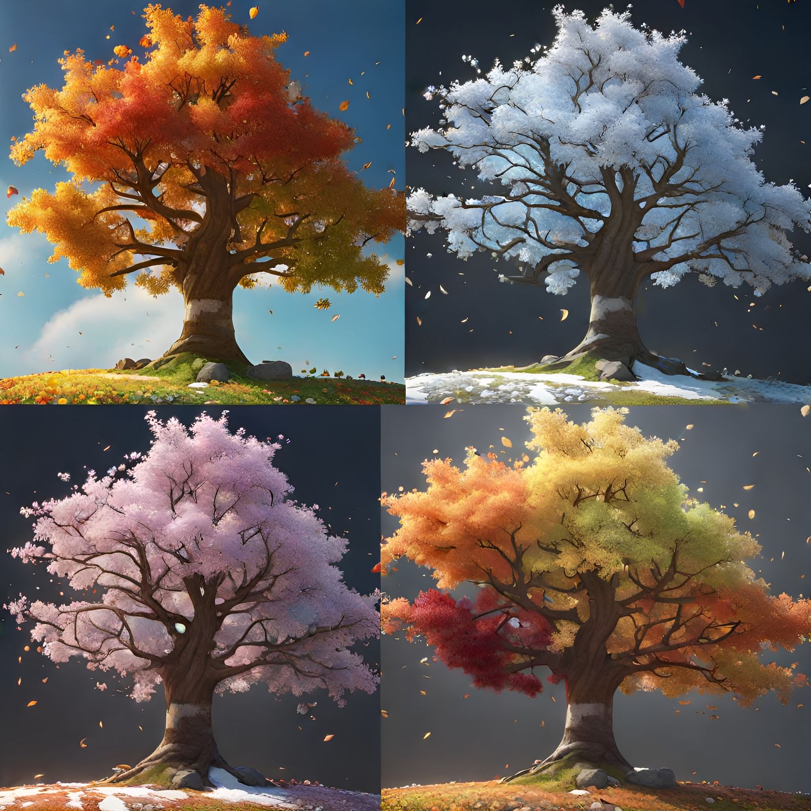 four season tree - AI Generated Artwork - NightCafe Creator