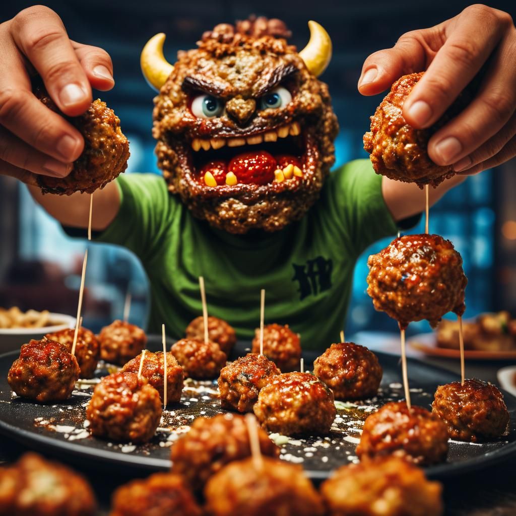 Eating Meatballs with The Garden Monster - AI Generated Artwork ...