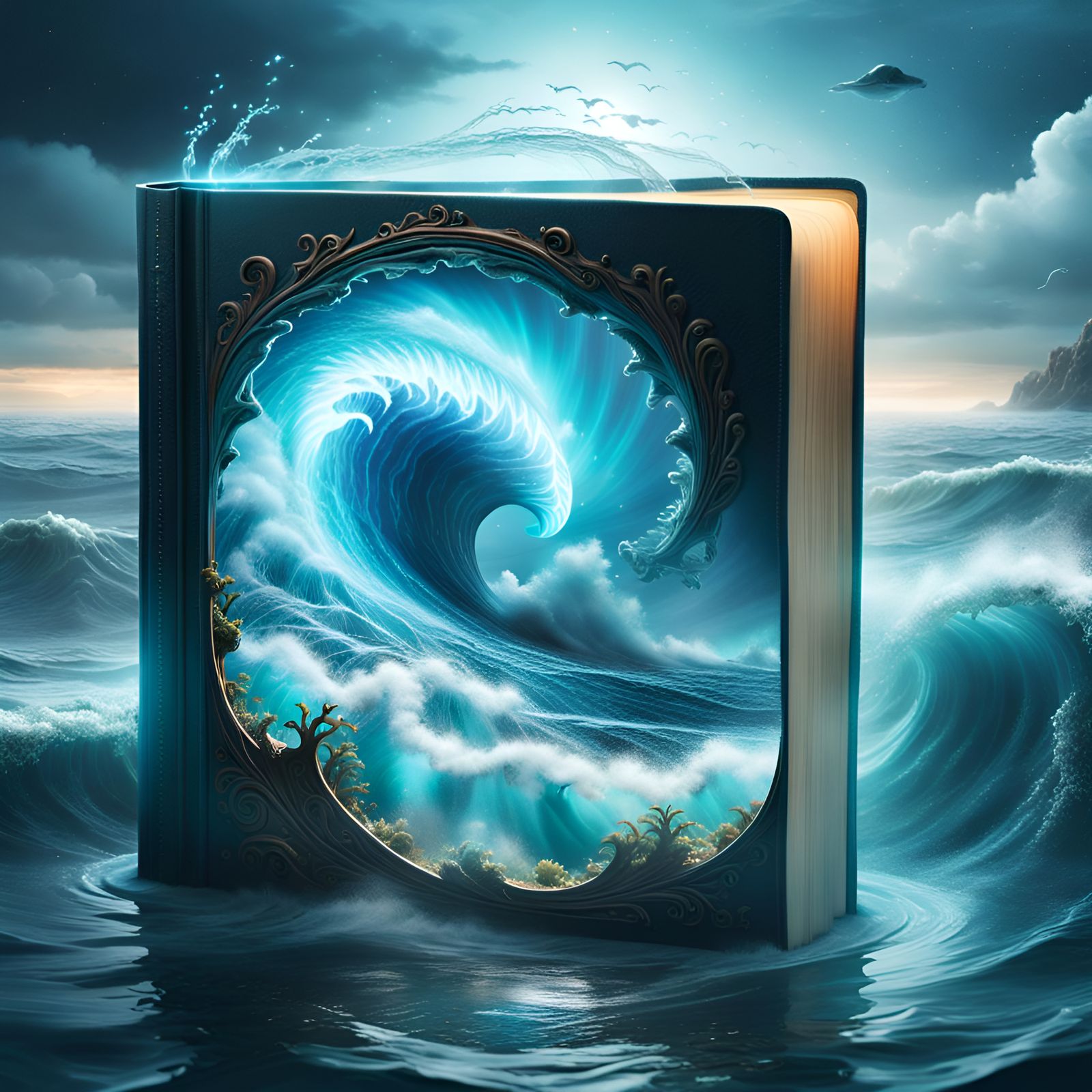 Book on Waves - AI Generated Artwork - NightCafe Creator