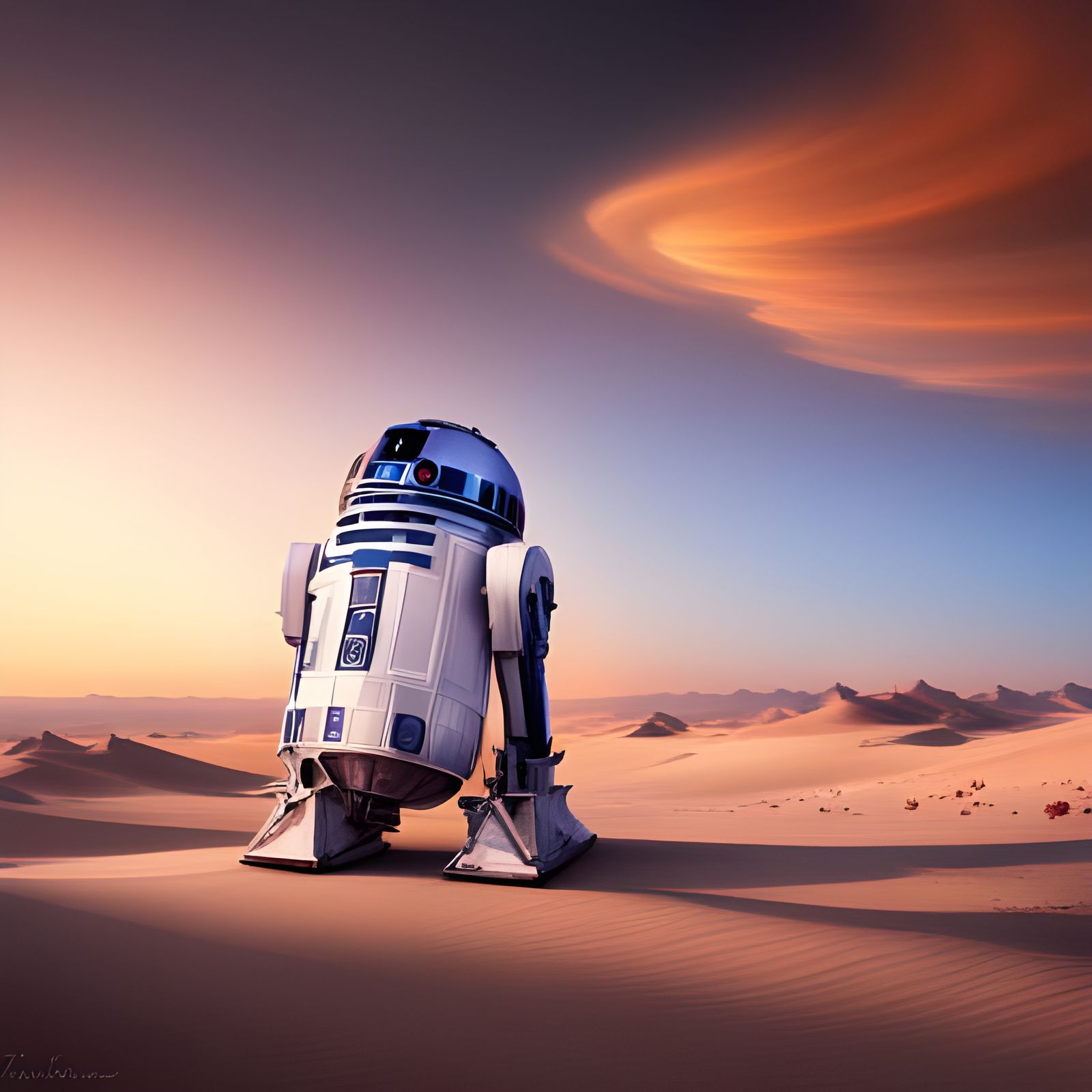 R2D2 in the desert - AI Generated Artwork - NightCafe Creator