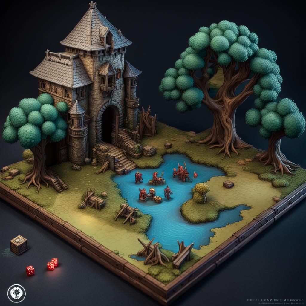 Tabel, Minitures, D&D, table top, 3d gaming map, player, mini castel ...