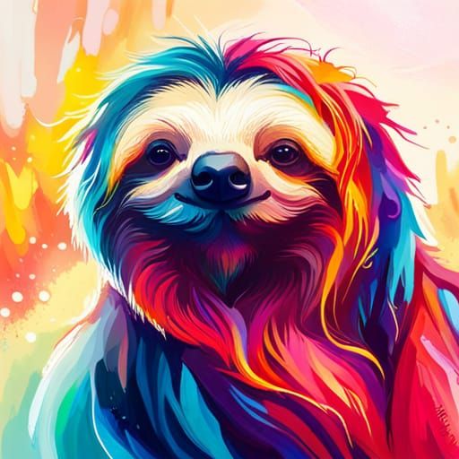 Beautiful rainbow sloth - AI Generated Artwork - NightCafe Creator