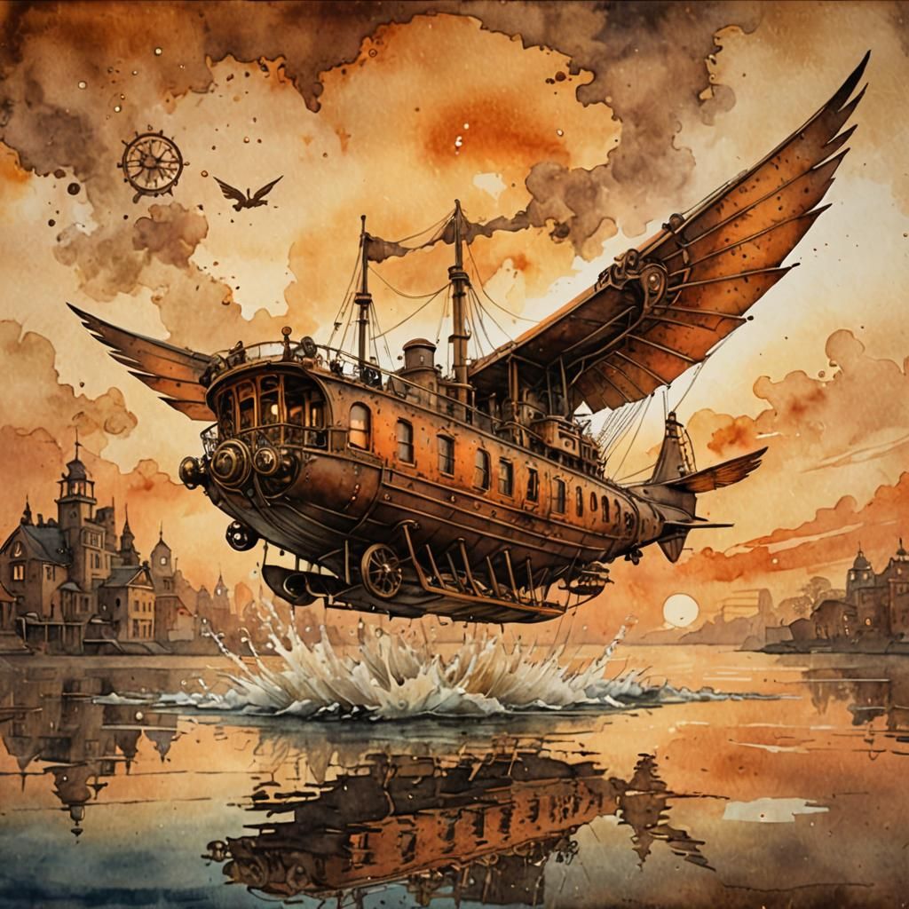 Steampunk Boat - AI Generated Artwork - NightCafe Creator