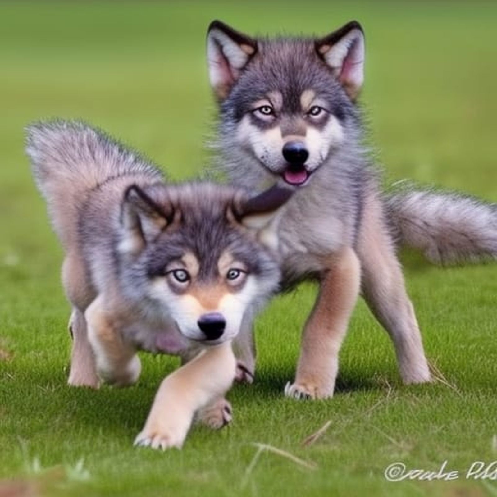 Cute Wolf Pups Playing