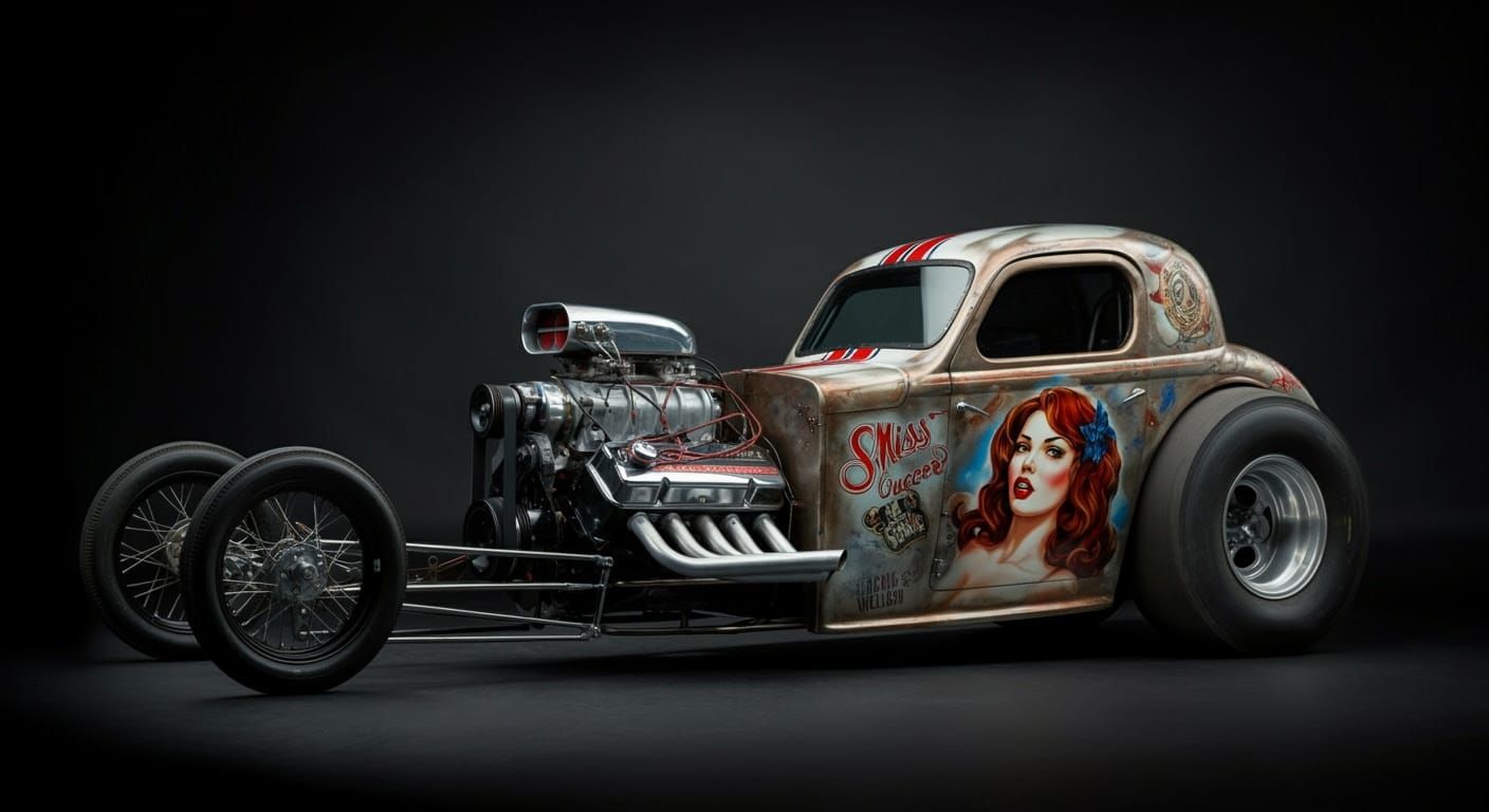 Retro Futuristic Dragster in Classic British Style - AI Art