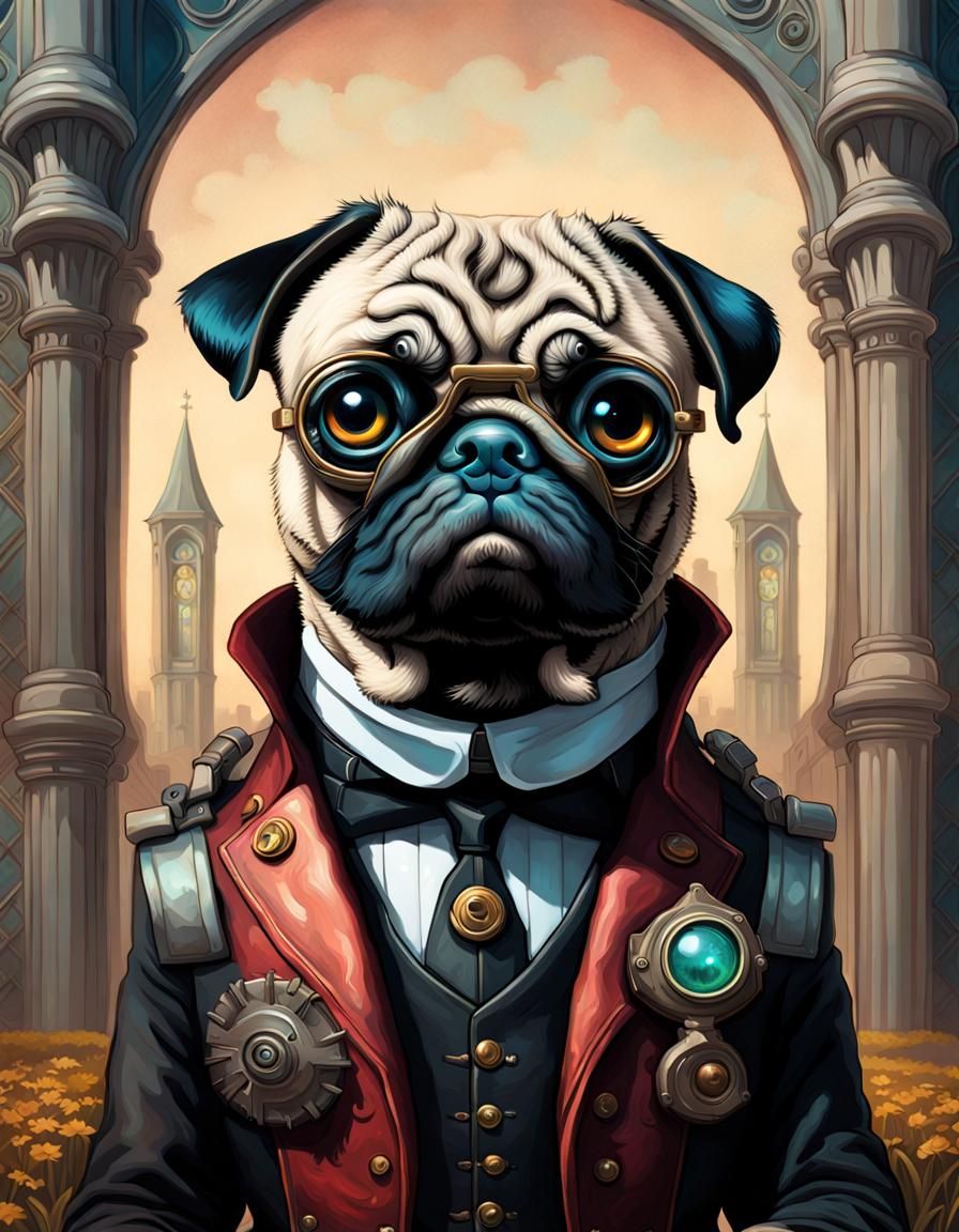 whimsical cyborg Pug - AI Generated Artwork - NightCafe Creator