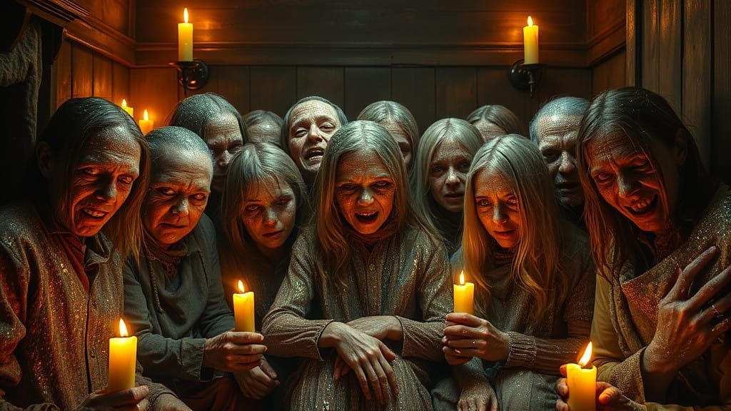 Distorted Family Transfixed in a Glittering Haze - AI Art