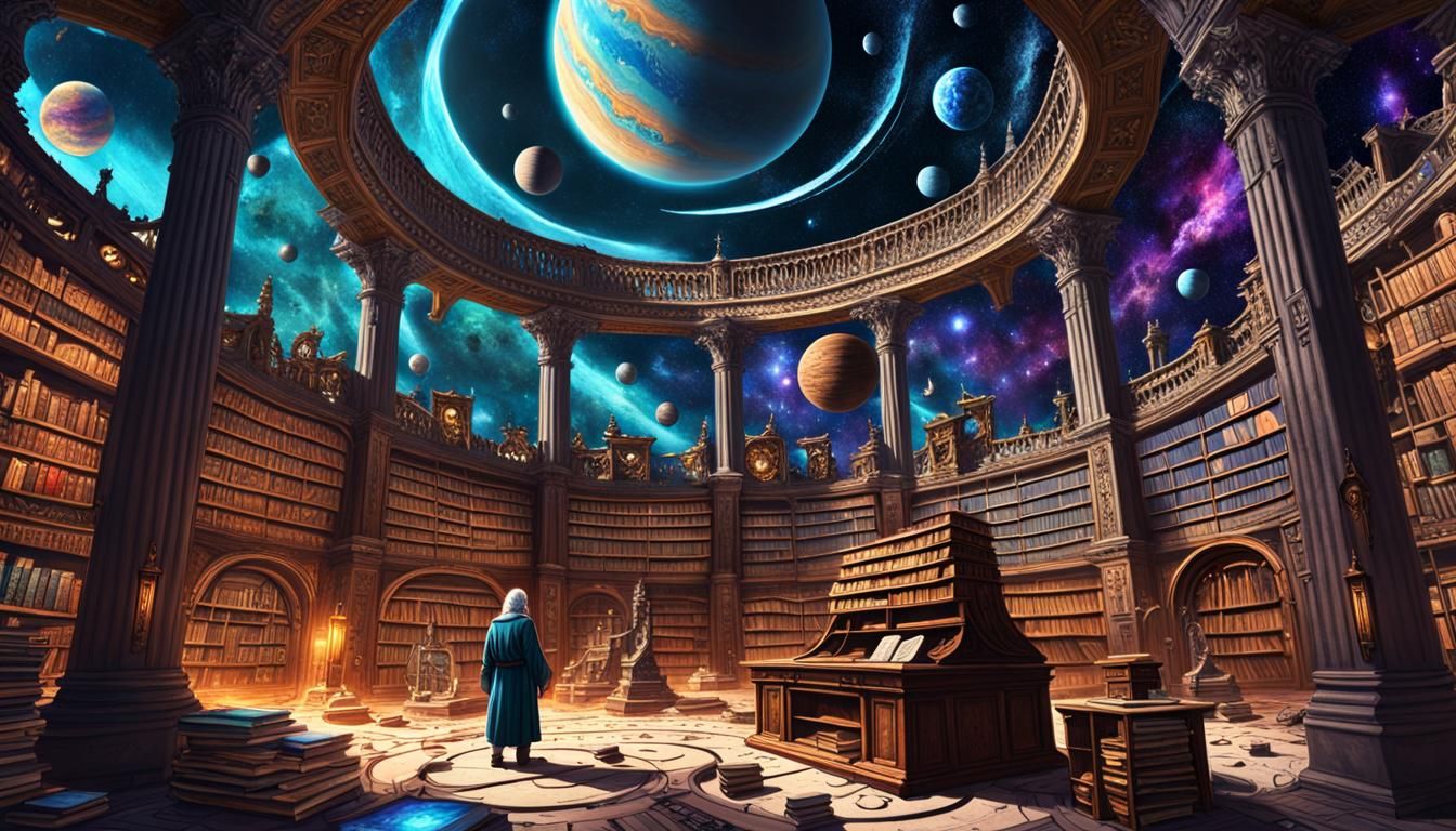 Ancient Library of the Stars - AI Generated Artwork - NightCafe Creator