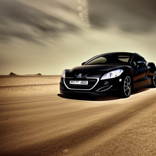 black peugeot rcz in the desert - AI Generated Artwork - NightCafe Creator