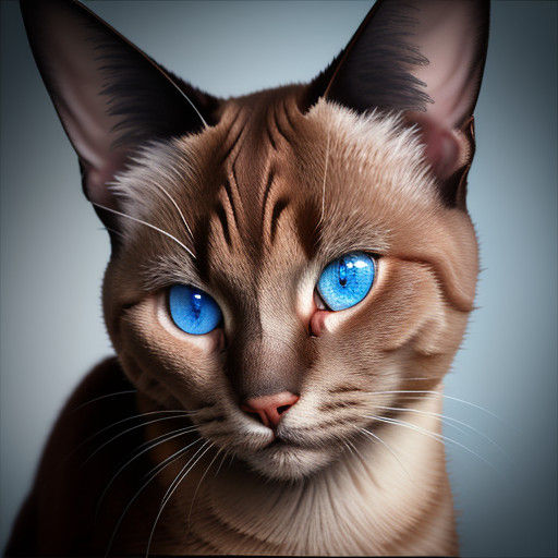 Chocolate point Siamese cat with striking brilliant blue eyes