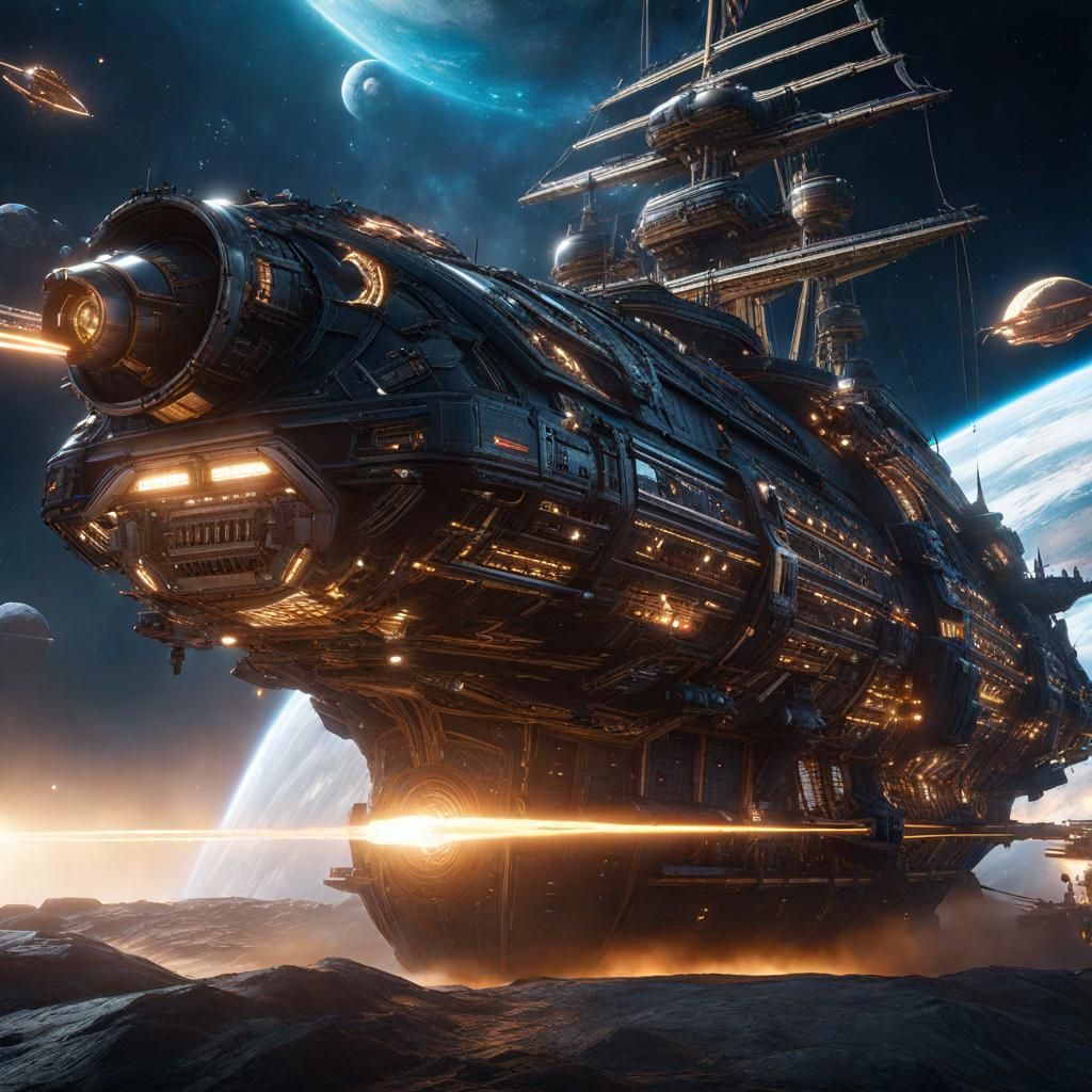 space pirate ship having a massive interstellar fight - AI Generated ...