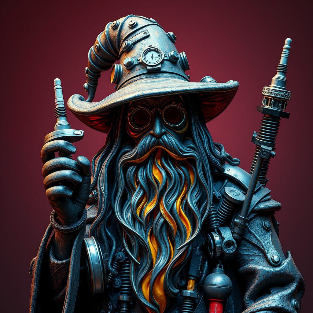 Metal Sculpture of a wizard - Metal Sculpture of a wizard