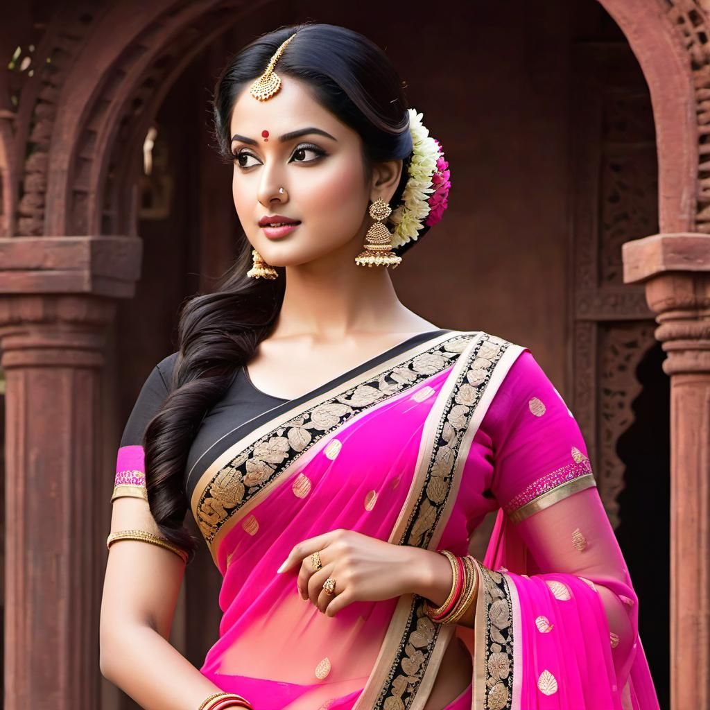 Sanskari Girl👧👭👩‍🦰👩‍🦰👩‍🦰 - AI Generated Artwork - NightCafe Creator