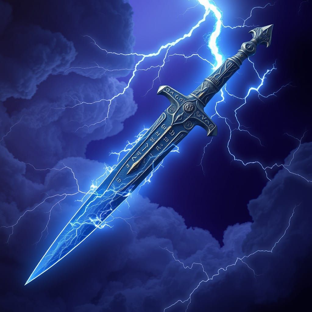 lightning dagger - Ethereal Lightning Dagger in Dark Fantasy...