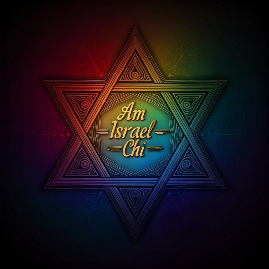 Am Israel Chi! - Vibrant Star of David with Ombre Colors and...
