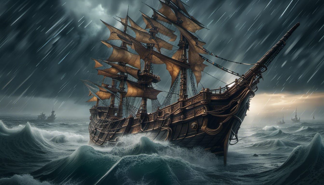 Pirate Ship In A Storm - AI Generated Artwork - NightCafe Creator