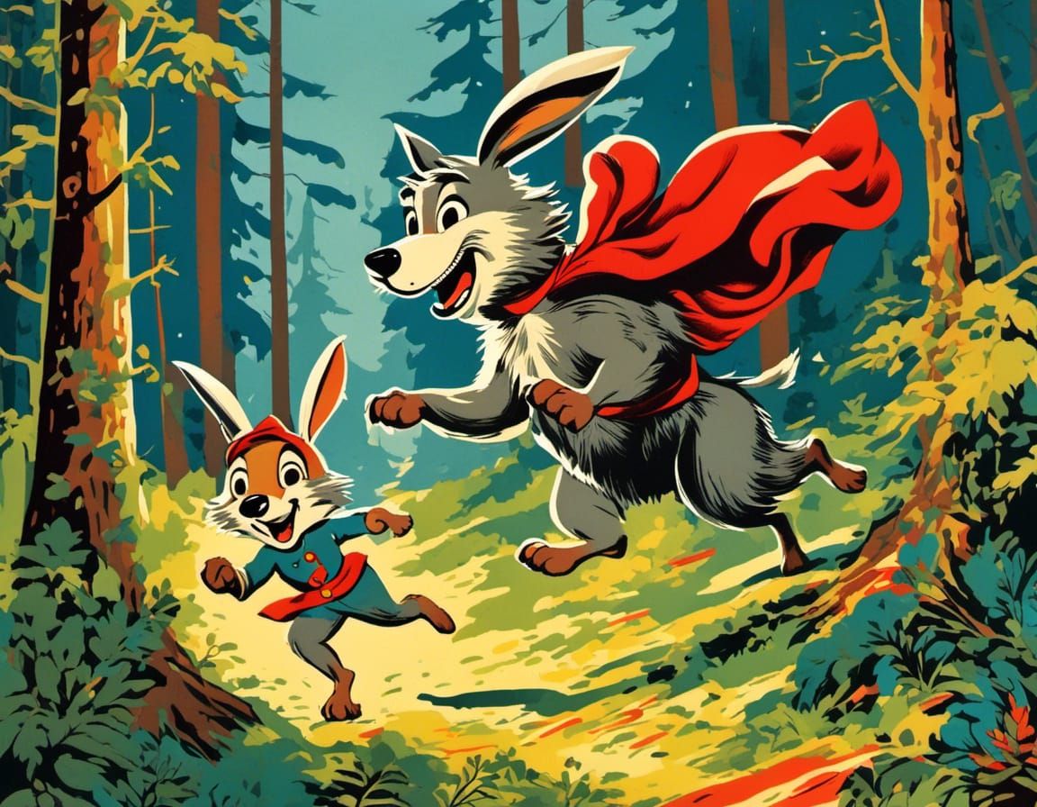 Wolf and rabbit - AI Generated Artwork - NightCafe Creator