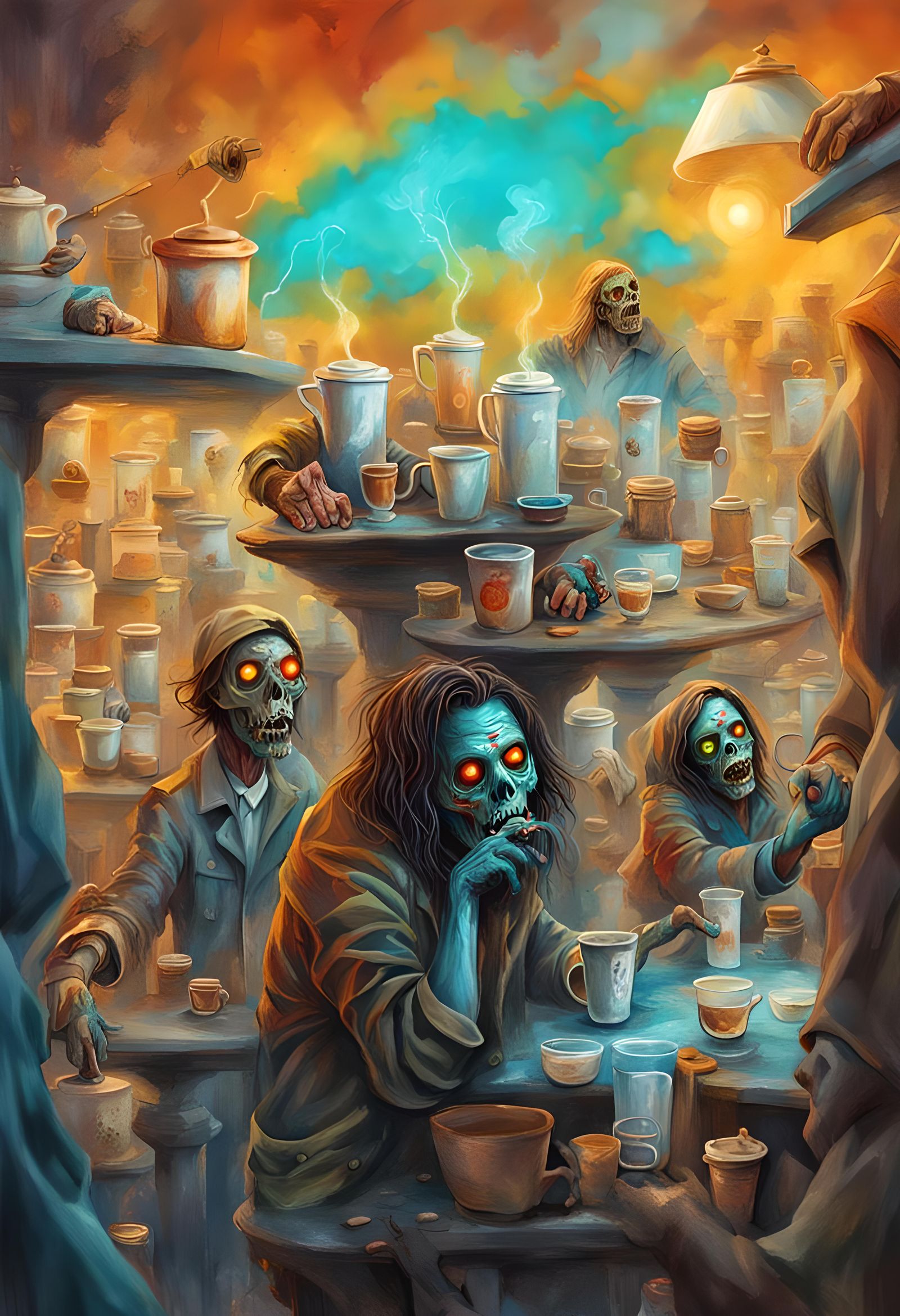 Coffee Zombies at the Zombie Java Cafe - AI Generated Artwork ...