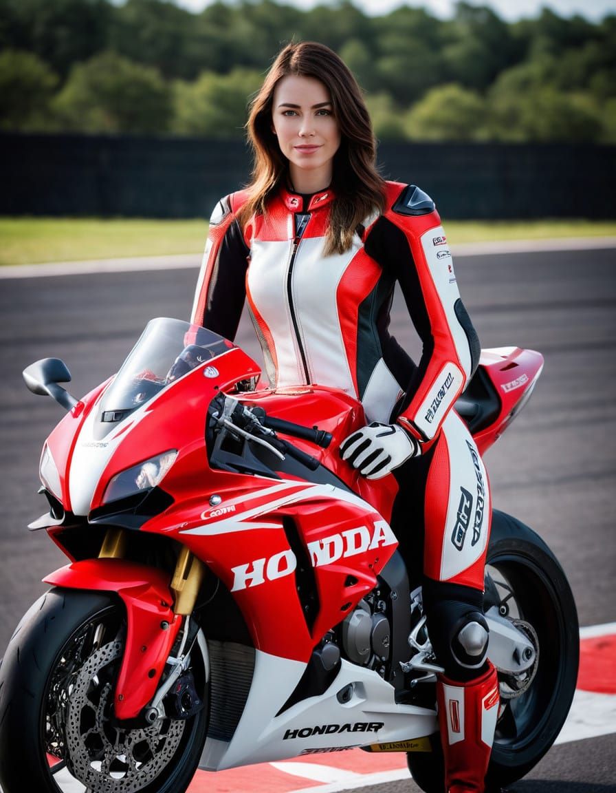 Female Superbike Racer - Female Superbike Racer in Red and ...