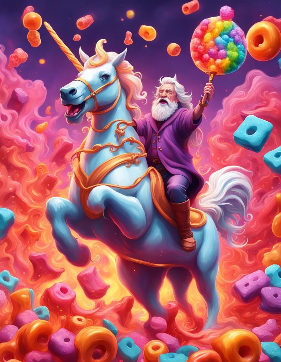 Great Candy Wizard in his noble steed - AI Generated Artwork ...