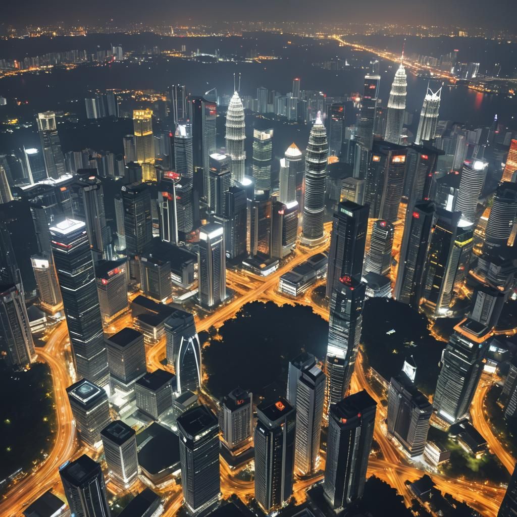 skyline of the city at night look from Kuala Lumpur Tower - AI ...