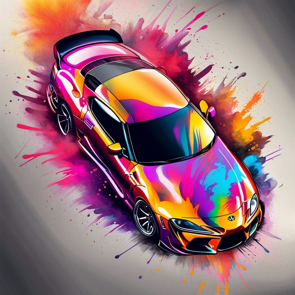 Toyota Supra drifting splash art - AI Generated Artwork - NightCafe Creator
