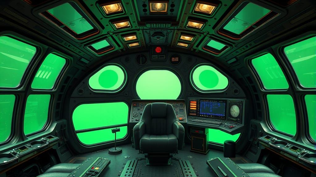 Steampunk Flying Saucer Interior in Deep Fantasy - AI Art