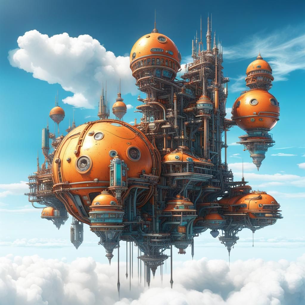 Flying building floating in the sky - AI Generated Artwork - NightCafe ...