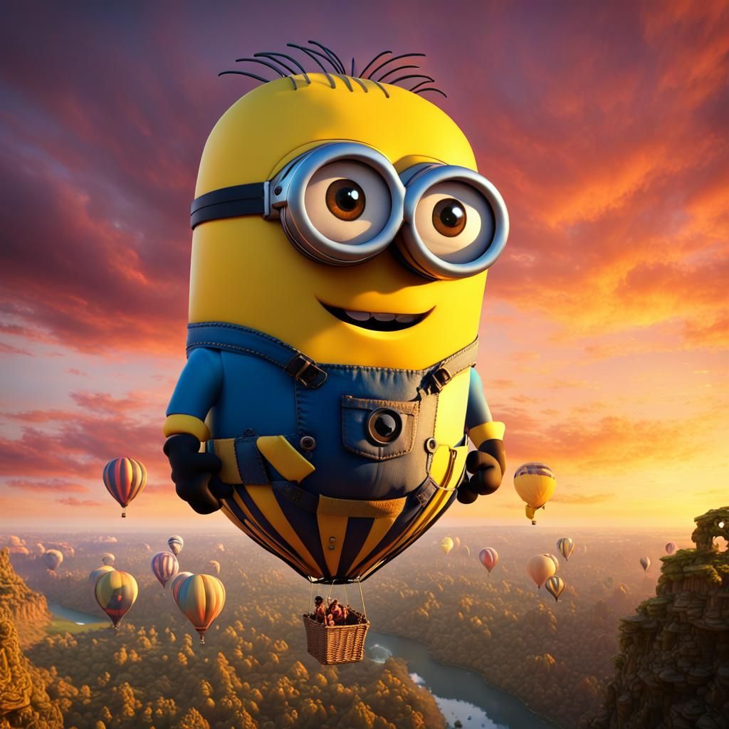 Minion Hot Air Balloon - AI Generated Artwork - NightCafe Creator