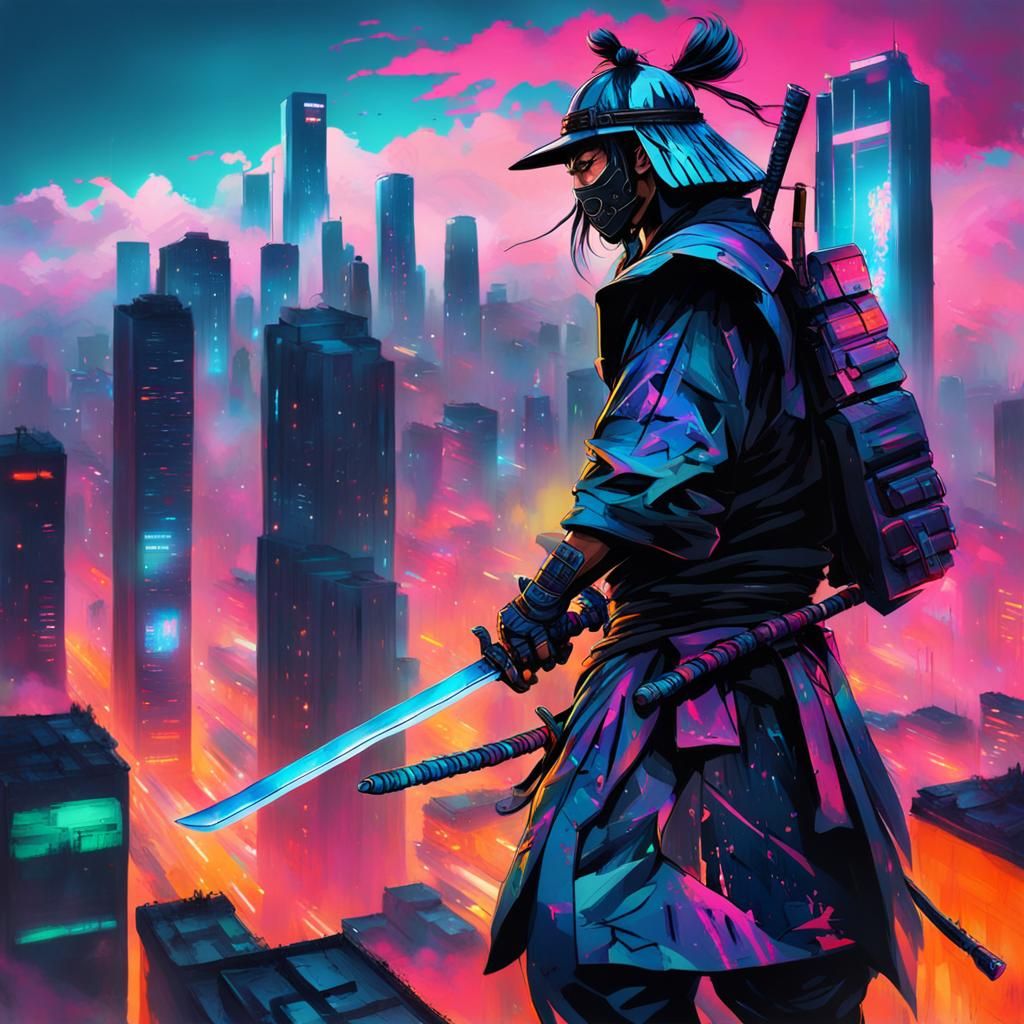 Neon Samurai - AI Generated Artwork - NightCafe Creator